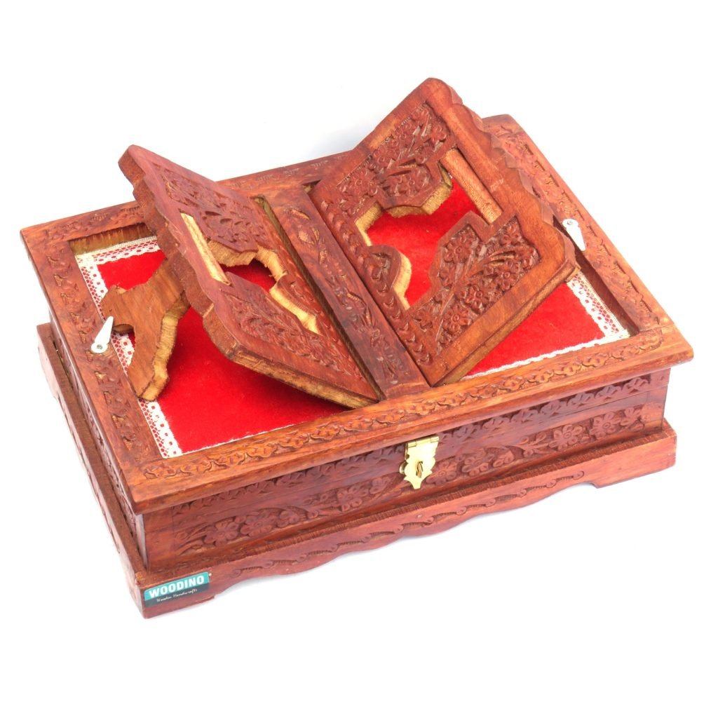 Woodino Rehal Box/Ramayan/Quran/Bible Holder II Sheesham Wood Hand ...